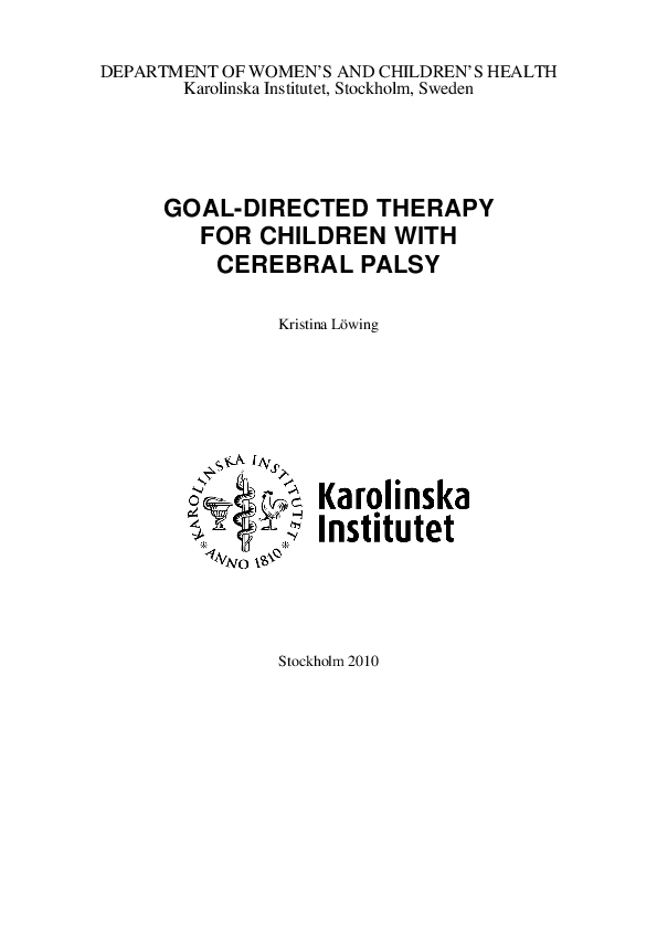 (PDF) Goal-Directed Therapy for Children with Cerebral Palsy