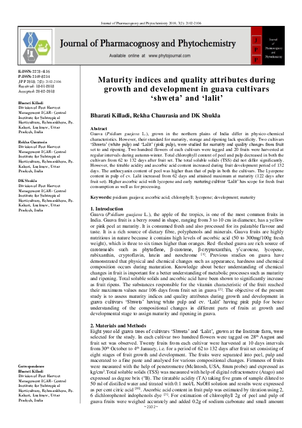 (PDF) Maturity indices and quality attributes during growth and ...