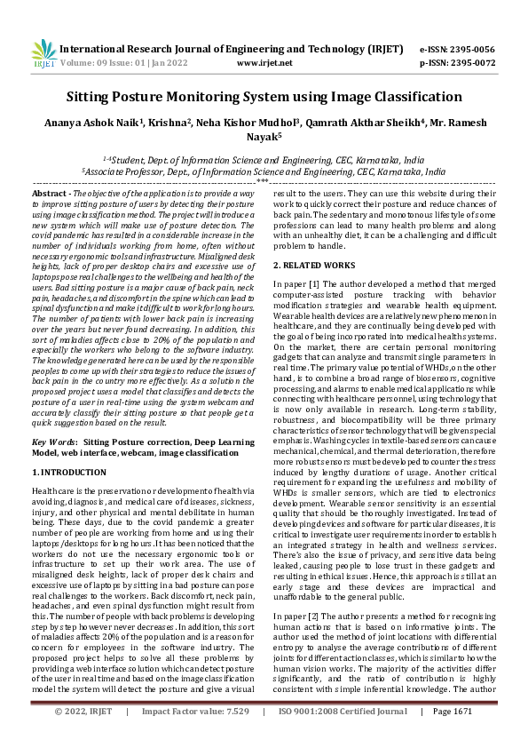 Pdf Sitting Posture Monitoring System Using Image Classification