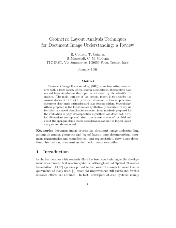 (PDF) Geometric Layout Analysis Techniques for Document Image ...