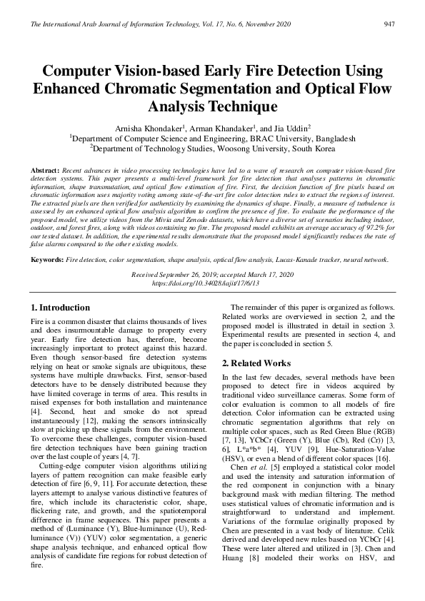 (PDF) Computer Vision-based Early Fire Detection Using Enhanced ...