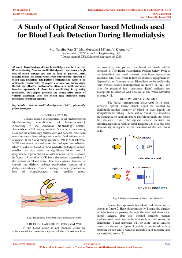 (PDF) A Study of Optical Sensor based Methods used for Blood Leak ...