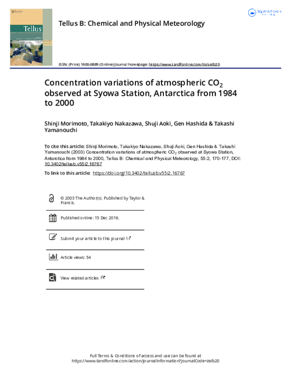 (PDF) Concentration variations of atmospheric CO 2 over Syowa Station ...
