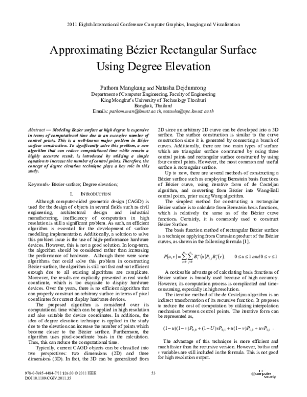 (PDF) Approximating Bézier Rectangular Surface Using Degree Elevation