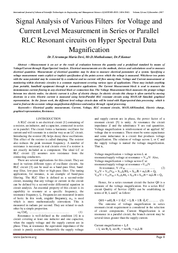 (PDF) Signal Analysis of Various Filters for Voltage and Current Level ...