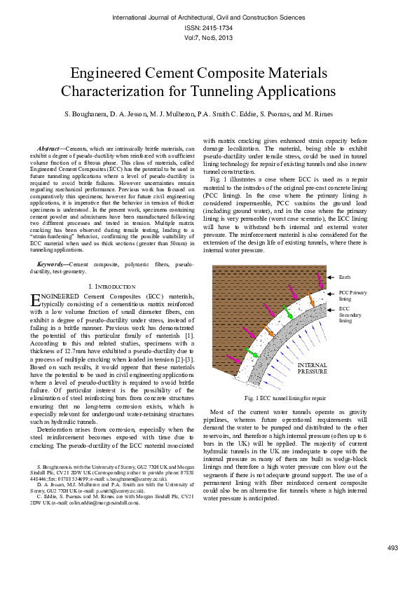 (PDF) Engineered Cement Composite Materials Characterization For Tunneling Applications