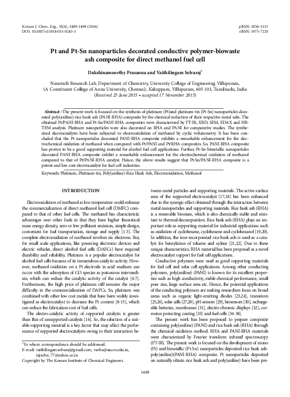 (PDF) Pt and Pt-Sn nanoparticles decorated conductive polymer-biowaste ...