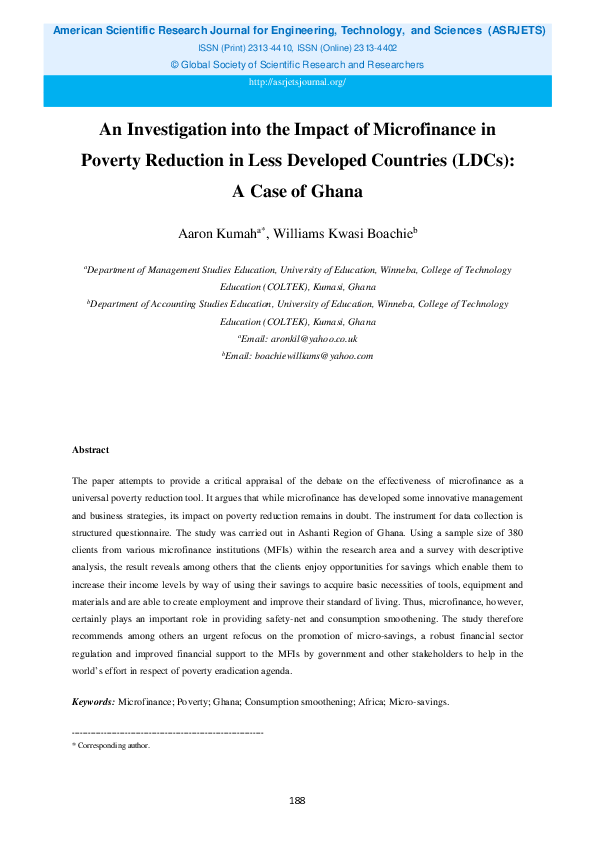 (PDF) An Investigation into the Impact of Microfinance in Poverty ...