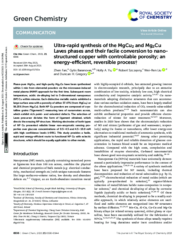 (PDF) Ultra-rapid synthesis of the MgCu2 and Mg2Cu Laves phases and ...