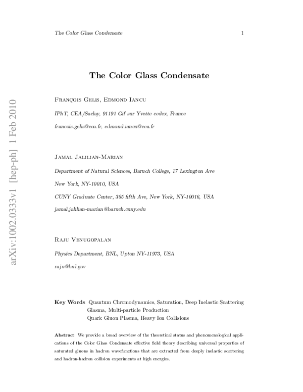 (PDF) The Color Glass Condensate