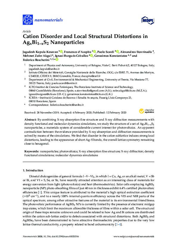 (PDF) Cation Disorder and Local Structural Distortions in AgxBi1–xS2 ...