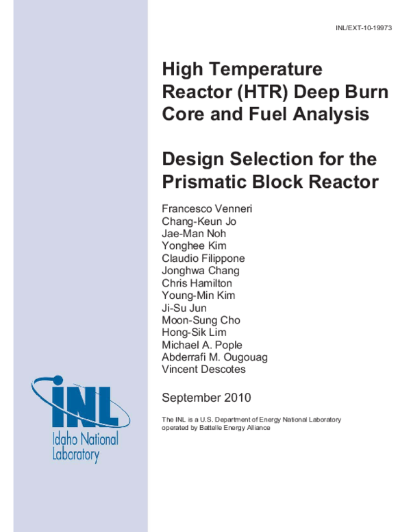 (PDF) High Temperature Reactor (HTR) Deep Burn Core and Fuel Analysis ...