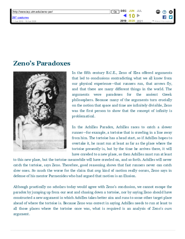 (PDF) Zeno's Paradoxes