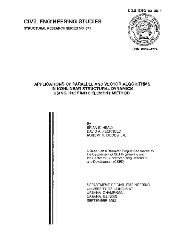 Pdf Applications Of Parallel And Vector Algorithms In Nonlinear Structural Dynamics Using The
