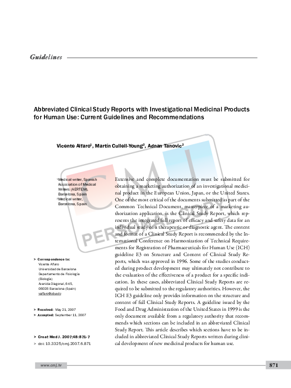 (PDF) Abbreviated Clinical Study Reports with Investigational Medicinal ...