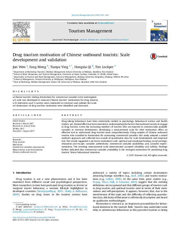 (PDF) Motivations for Chinese Drug Tourism in Amsterdam