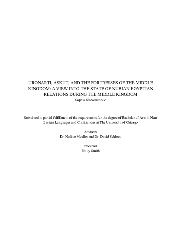 (PDF) Uronarti, Askut, and the Fortresses of the Middle Kingdom: A View ...