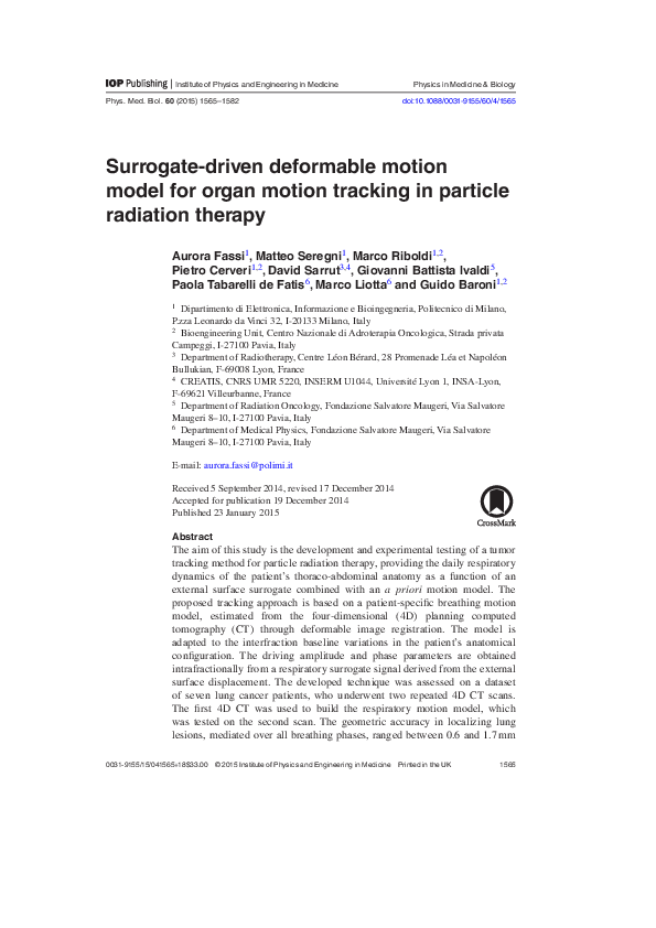 (PDF) Surrogate-driven deformable motion model for organ motion ...