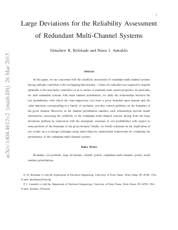 (PDF) Large Deviations for the Reliability Assessment of Redundant ...