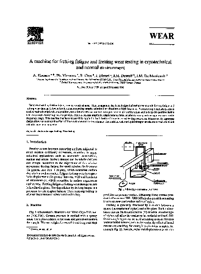 (PDF) A machine for fretting fatigue and fretting wear testing in ...