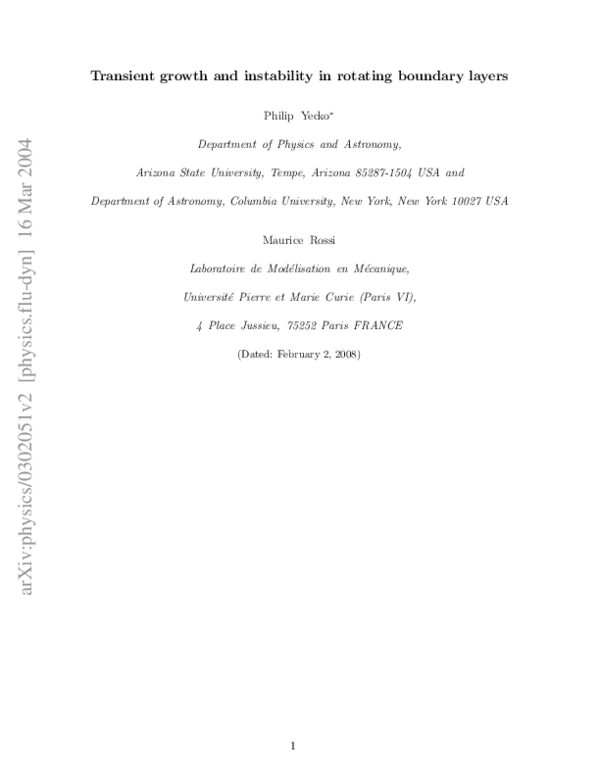 (PDF) Transient growth and instability in rotating boundary layers