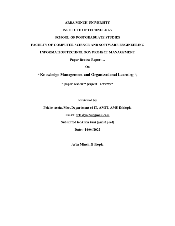 (DOC) Knowledge management on Organizational learning | Fele Ke ...