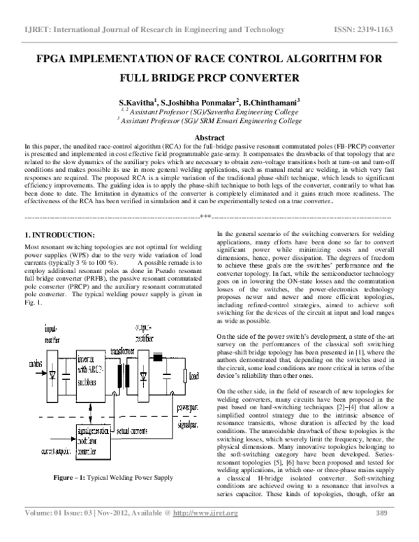 Pdf Fpga Implementation Of The Race Control Algorithm For The Full Bridge Passive Resonant