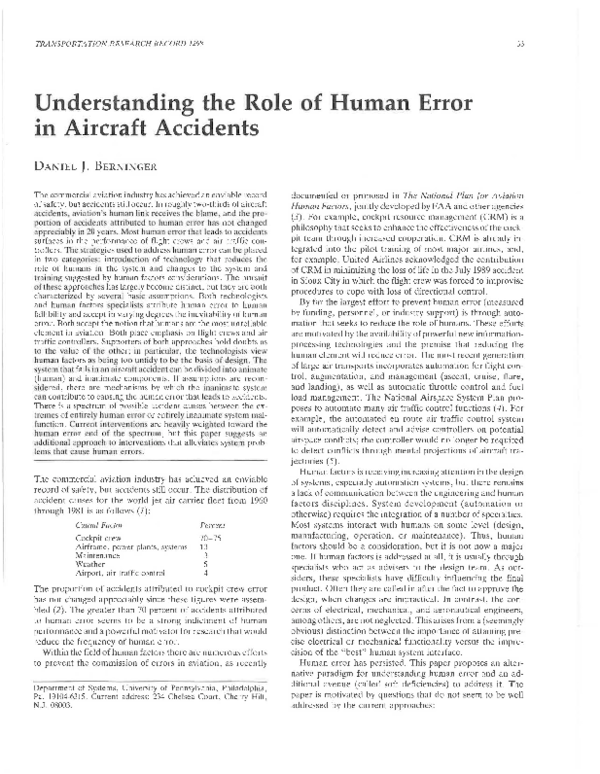 (PDF) Understanding the Role of Human Error in Aircraft Accidents