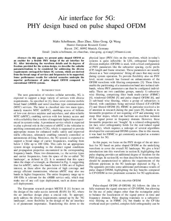 (PDF) Air interface for 5G: PHY design based on pulse shaped OFDM