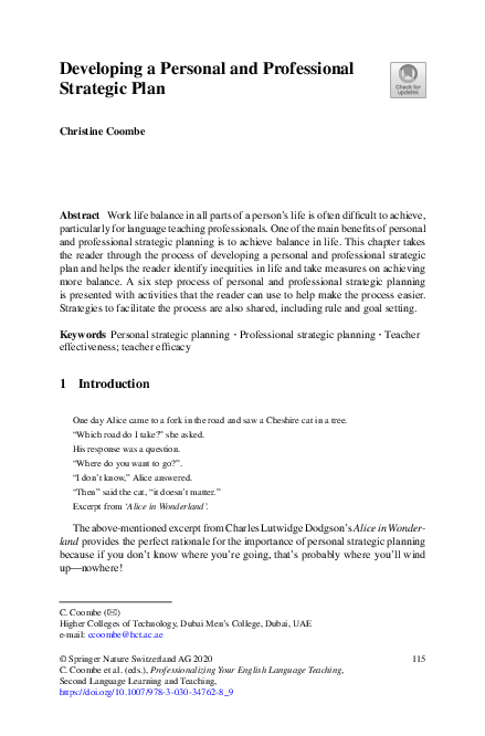 (PDF) Developing a Personal and Professional Strategic Plan