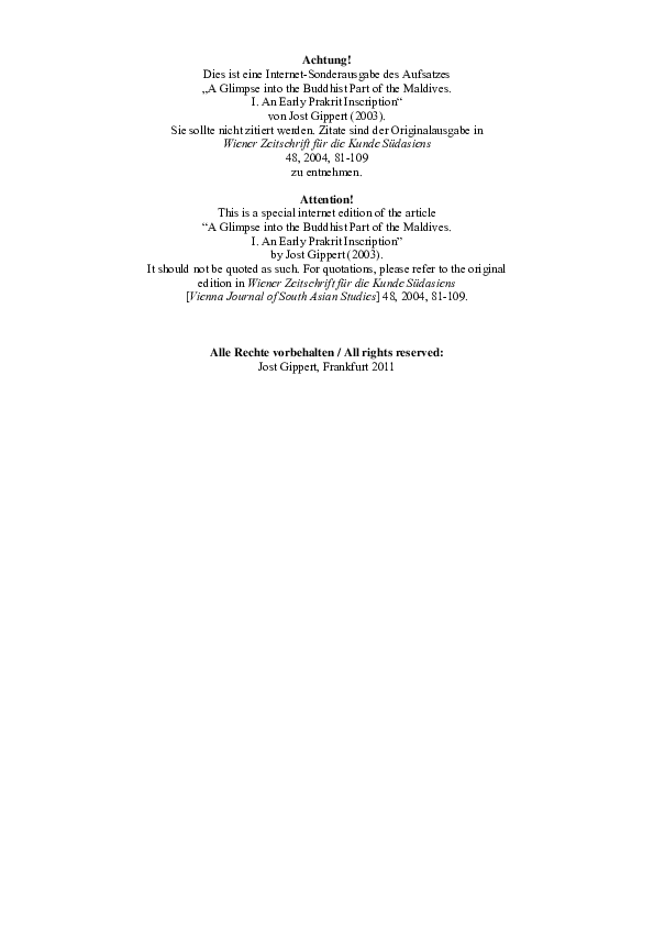 (PDF) A Glimpse into the Buddhist Past of the Maldives: I. An Early ...