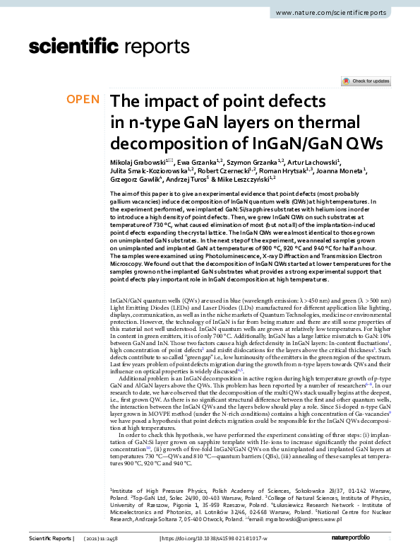 The impact of point defects in n-type GaN layers on thermal ...