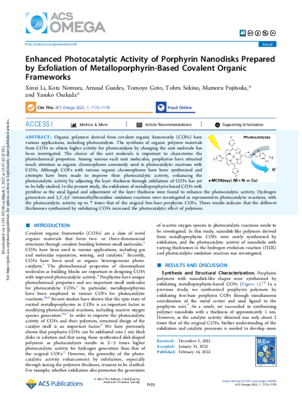 (PDF) Enhanced Photocatalytic Activity of Porphyrin Nanodisks Prepared by Exfoliation of ...