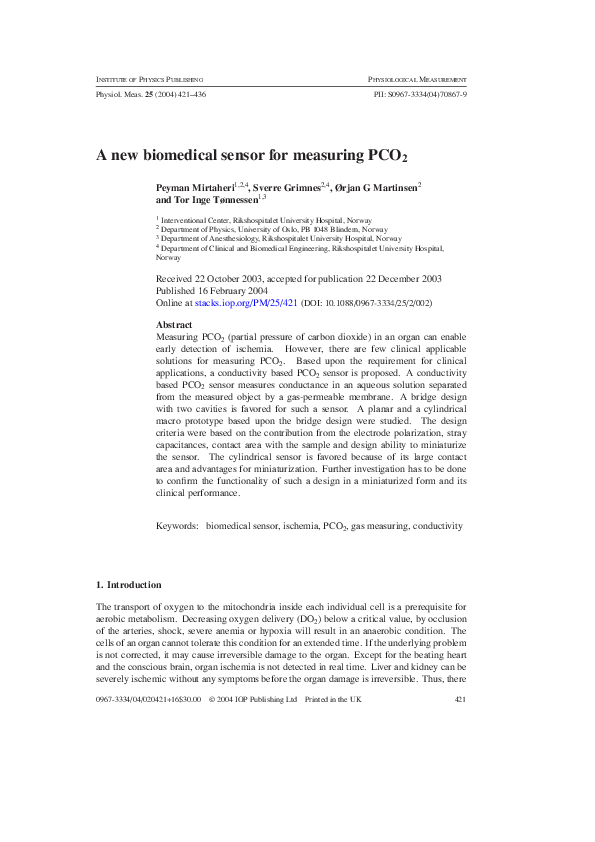 (PDF) A new biomedical sensor for measuring PCO2
