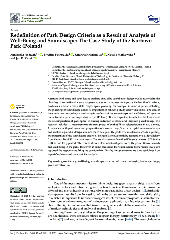 (PDF) Redefinition of Park Design Criteria as a Result of Analysis of ...