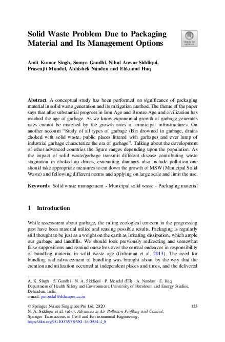 (PDF) Solid Waste Problem Due to Packaging Material and Its Management ...