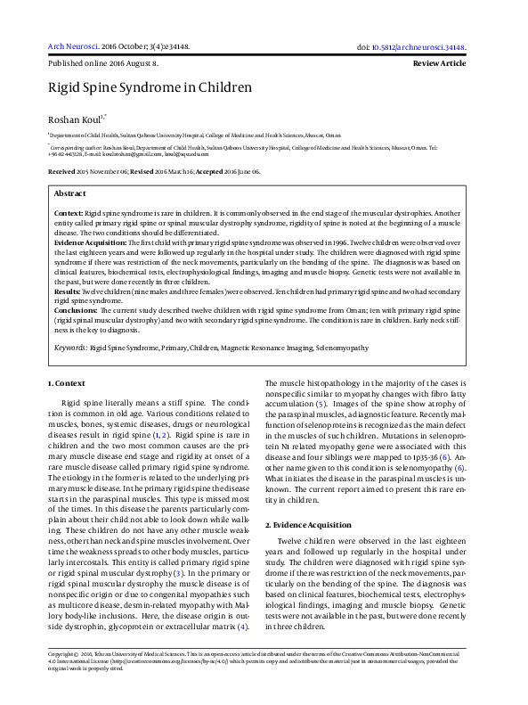 (PDF) Rigid Spine Syndrome in Children