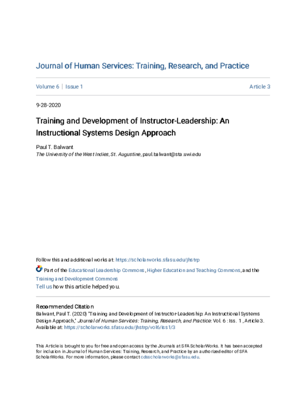 (PDF) Training and Development of Instructor-Leadership: An ...