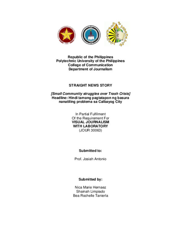 (PDF) STRAIGHT NEWS EXAMPLE IN FILIPINO