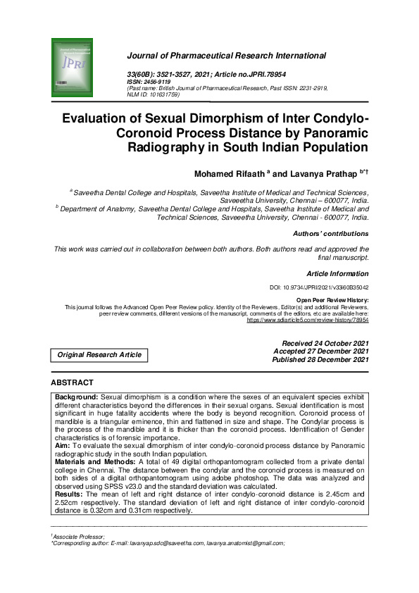 (PDF) Evaluation of Sexual Dimorphism of Inter Condylo-Coronoid Process ...