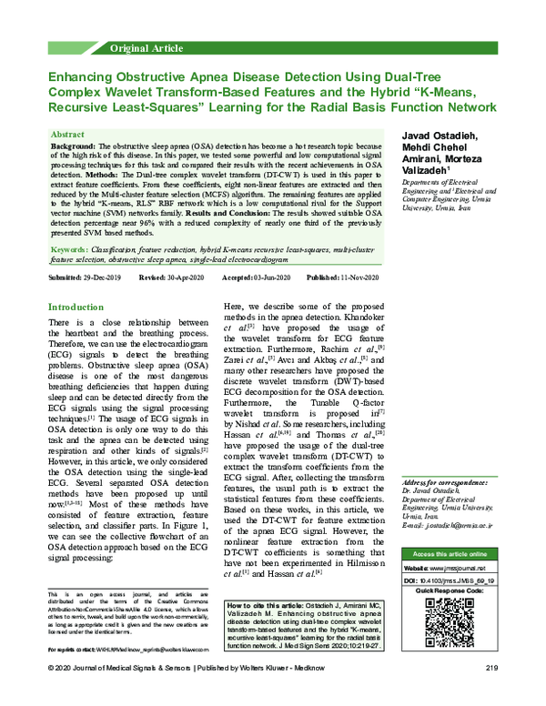 (PDF) Enhancing Obstructive Apnea Disease Detection Using Dual-Tree Complex Wavelet Transform ...
