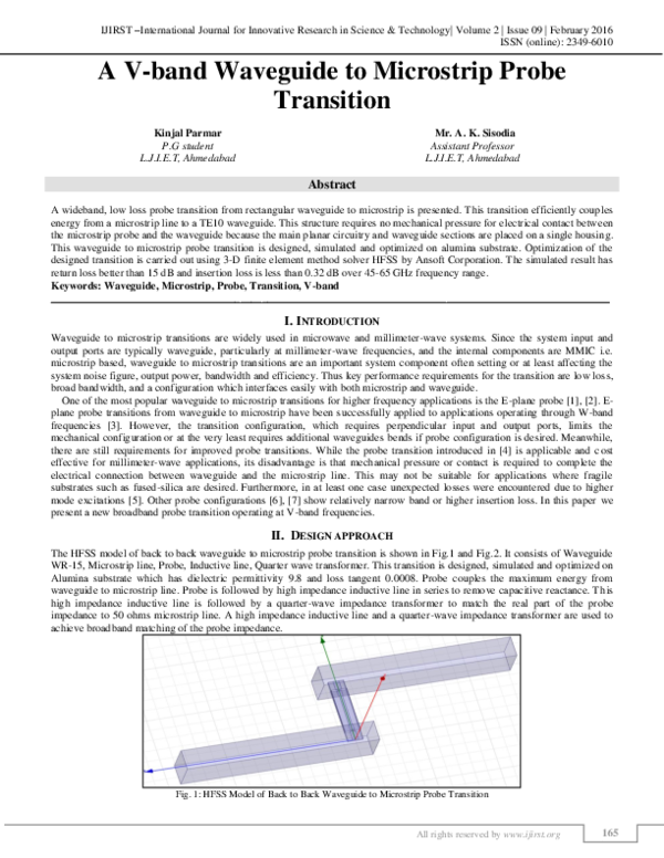(PDF) A V-band Waveguide to Microstrip Probe Transition