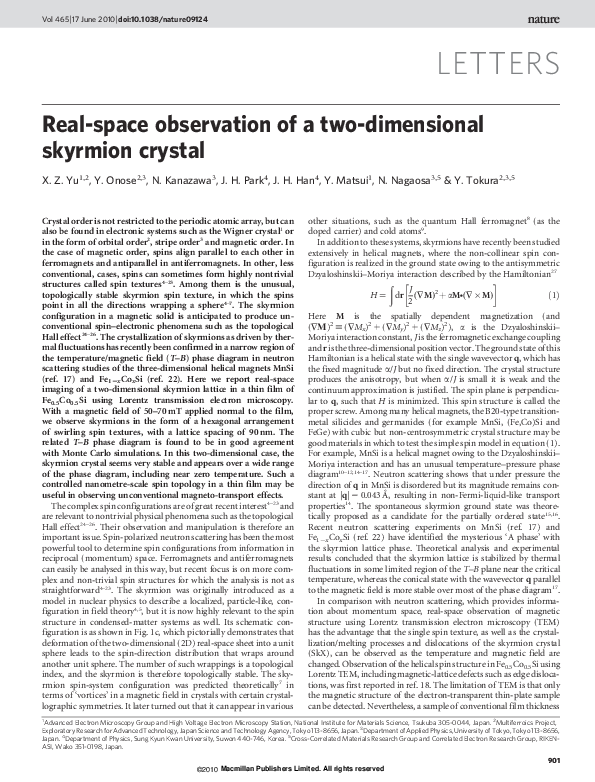 (PDF) Real-space observation of a two-dimensional skyrmion crystal