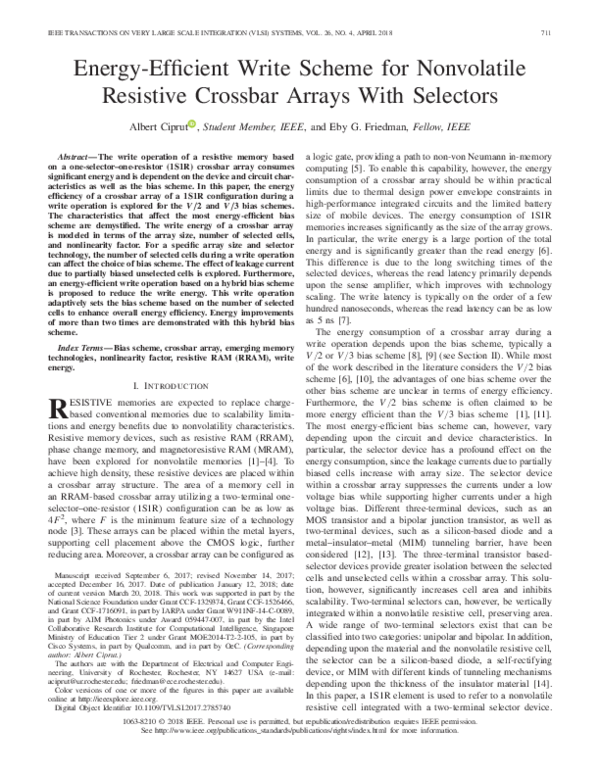 (PDF) Energy-Efficient Write Scheme for Nonvolatile Resistive Crossbar ...