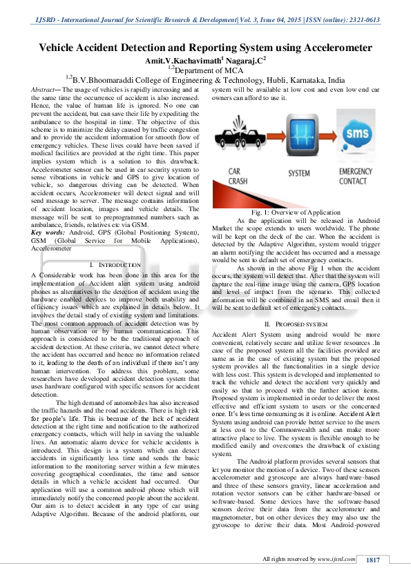 Pdf Vehicle Accident Detection And Reporting System Using Accelerometer
