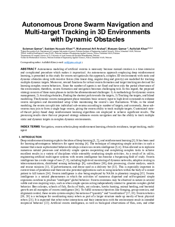 Pdf Autonomous Drone Swarm Navigation And Multi Target Tracking In 3d Environments With