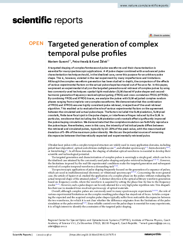 (PDF) Targeted generation of complex temporal pulse profiles
