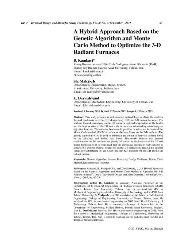 (PDF) A hybrid approach based on the genetic algorithm and Monte Carlo method to optimize the 3 ...