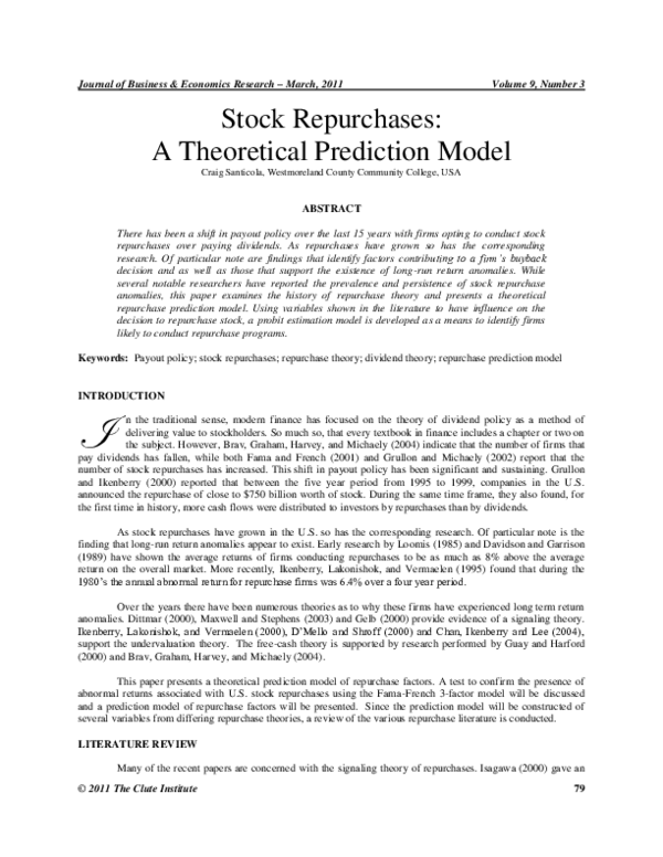 (PDF) Stock Repurchases: A Theoretical Prediction Model