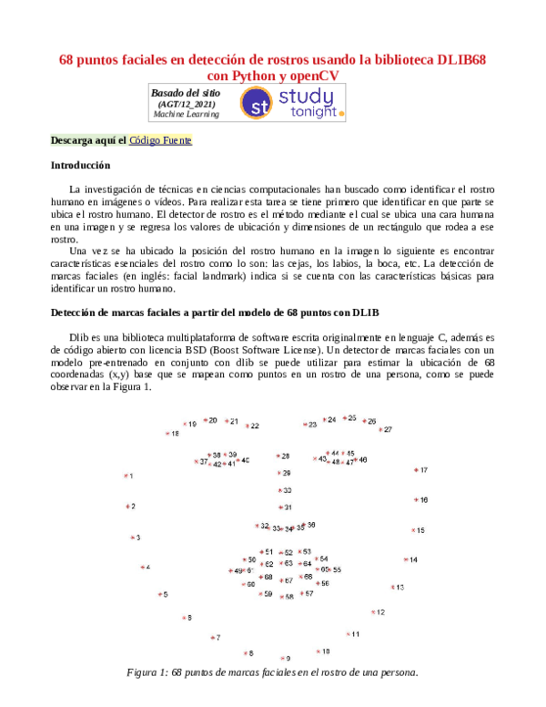 (PDF) 68 puntos faciales en detección de rostros usando la biblioteca ...